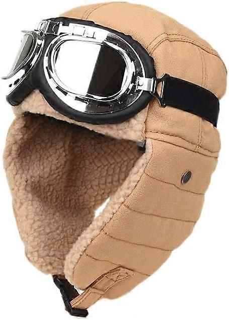 Aviator Hat Pilot Goggles Fur Ear Flaps Trooper Trapper Pilot Cap for ...
