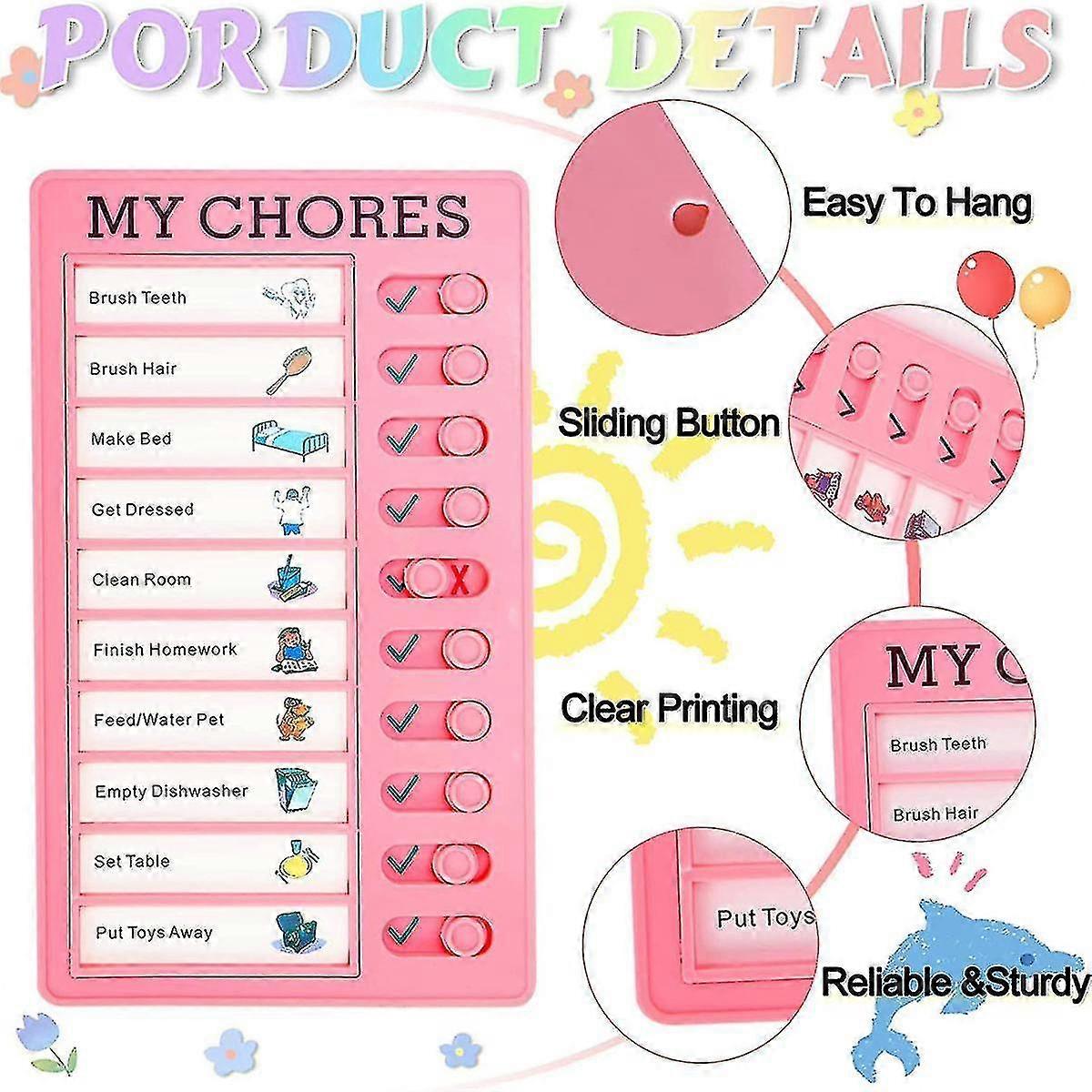 6pack Chore Chart Board My Chore Chart Memo Boards, Daily Schedule with 2 Marker and 10 Pcs ...