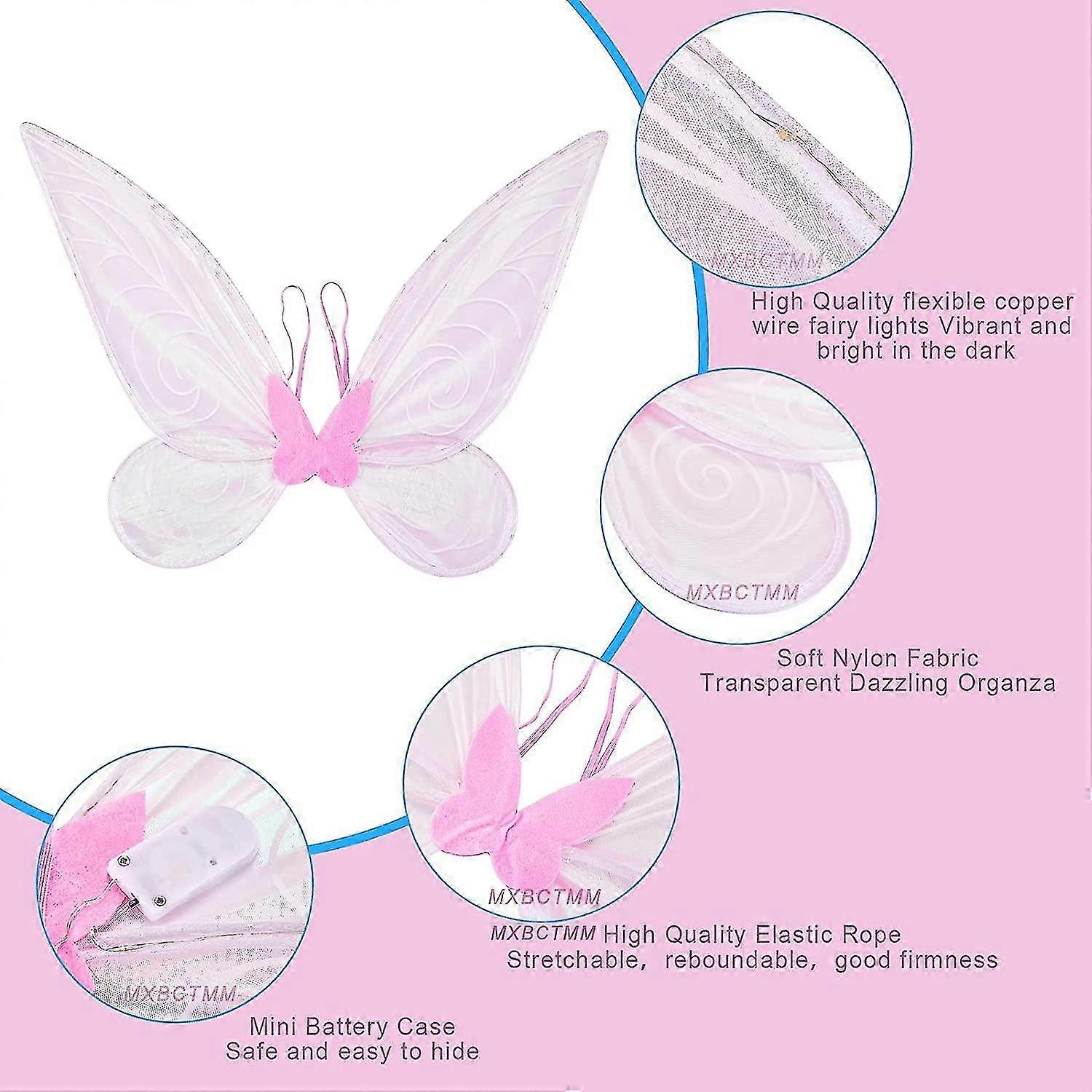 Fairy Wings Light Up Butterfly Wings Sparkly Led Fairy Wings Halloween ...