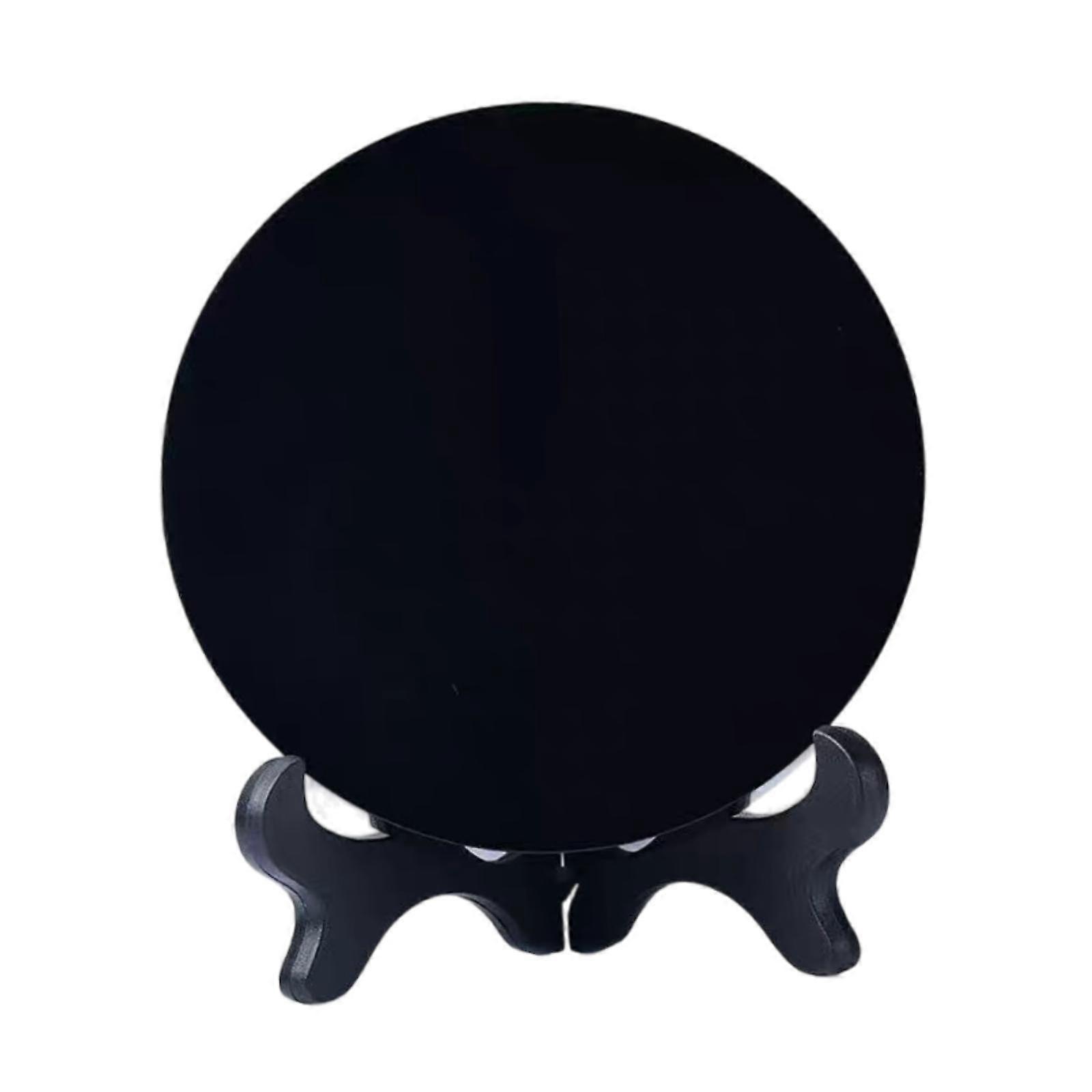 Obsidian Circle Disc,Scrying Mirror,Crafts,with Stand Fengshui Black ...