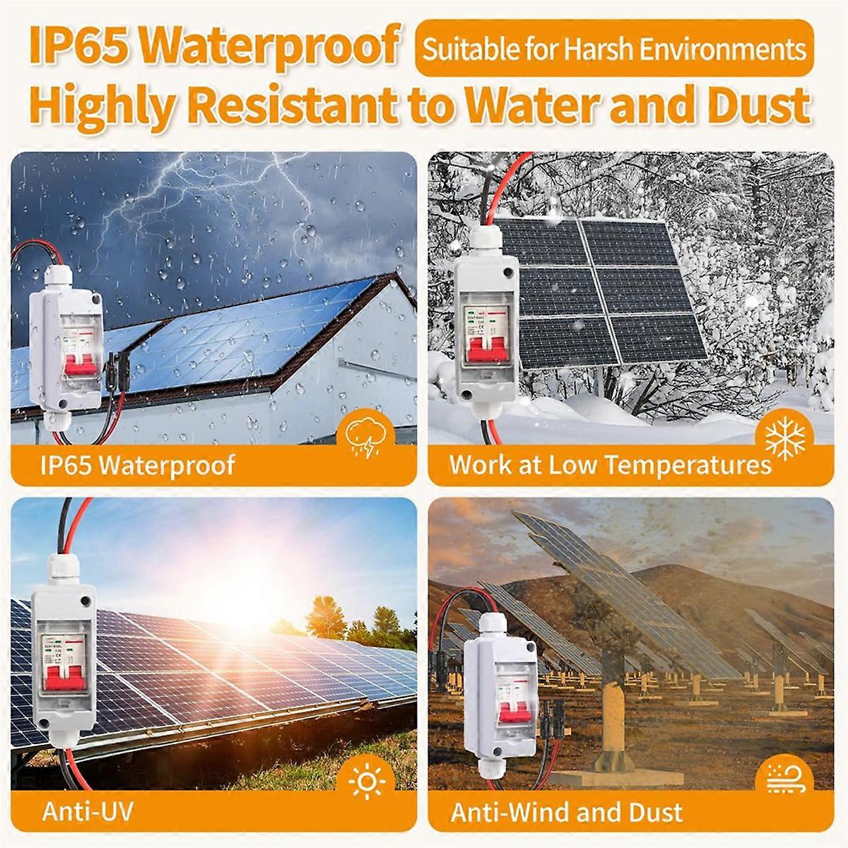 Solar Panel Disconnect Switch DC 500V Solar Circuit Breaker Box 32Amp IP65 Waterproof Miniature ...