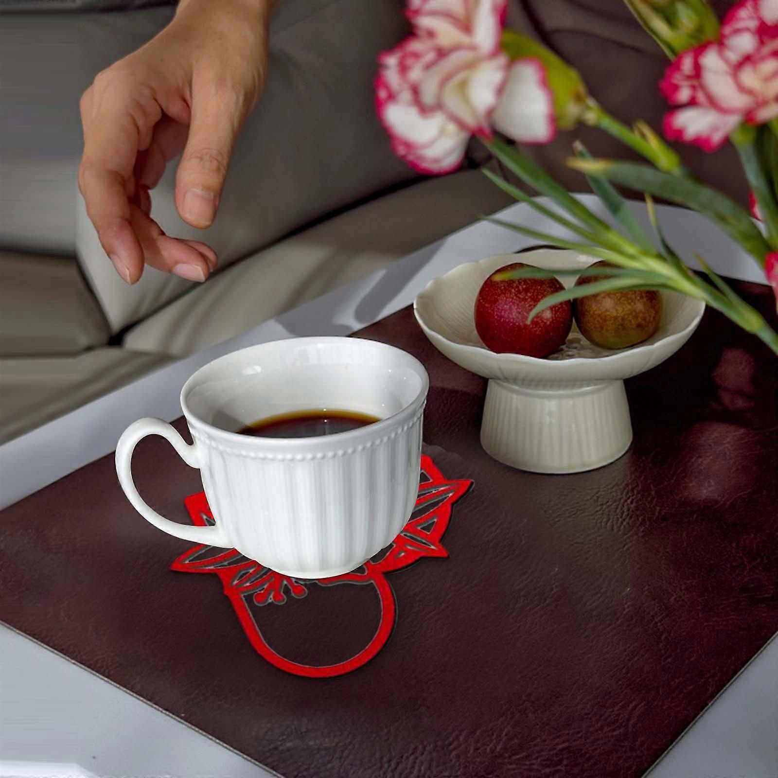 Wood Coaster Heart Shaped Unique Cup Pads Valentine's Day Drinks ...