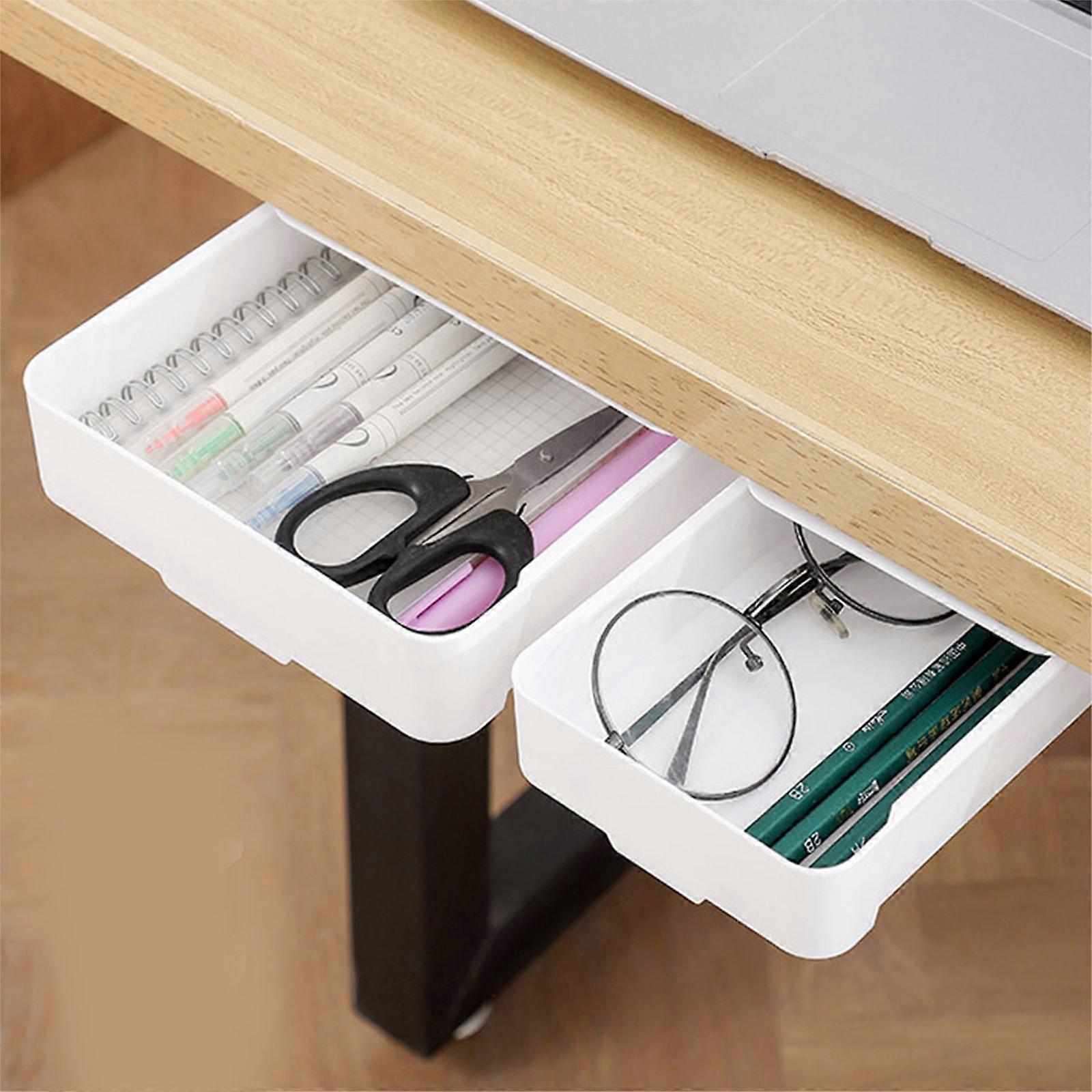 Invisible Drawer Storage Box with Lid Pull Out Under Desk Mini Drawer ...