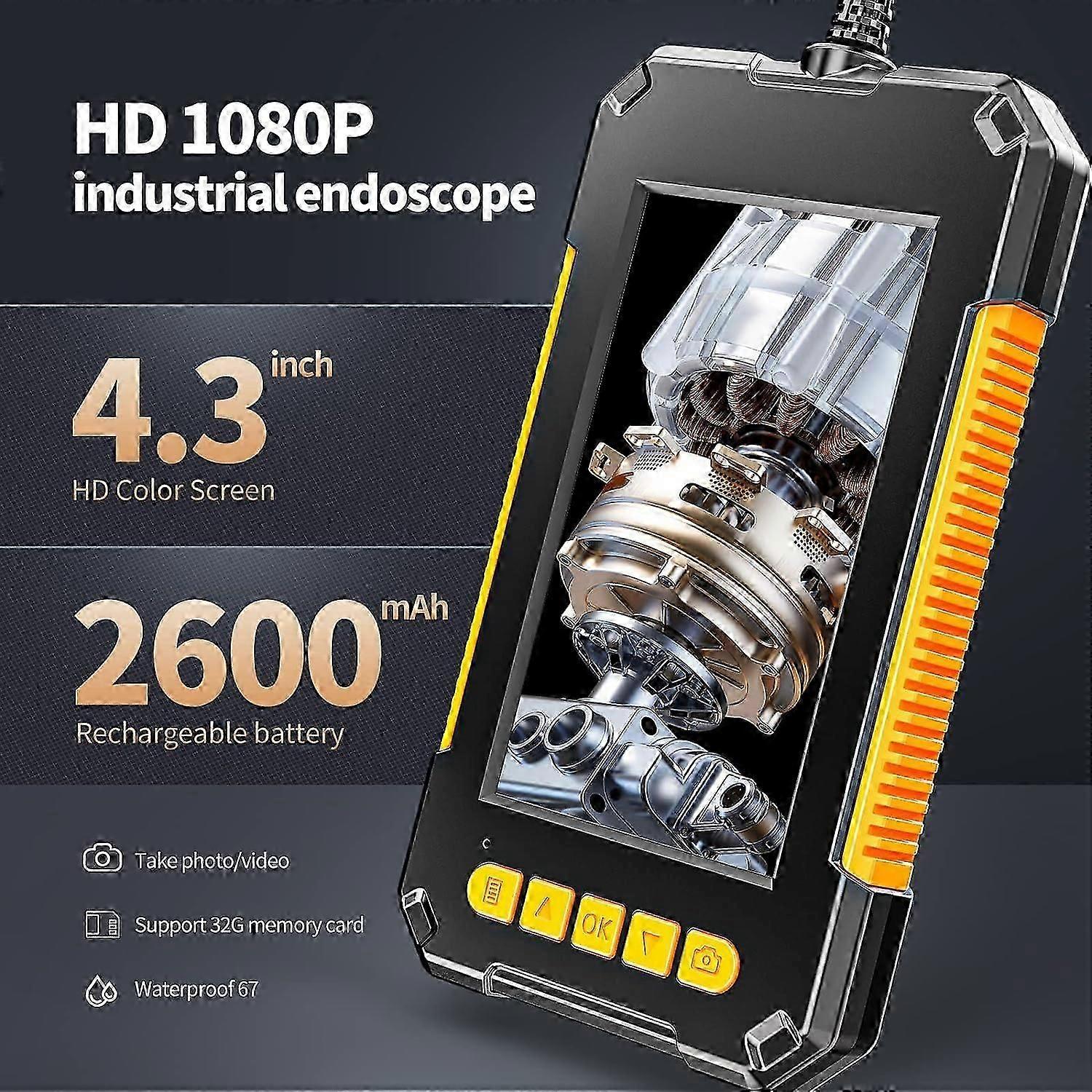 Industrial Endoscope, Dual Head Endoscope Inspection Camera, 1080P HD ...
