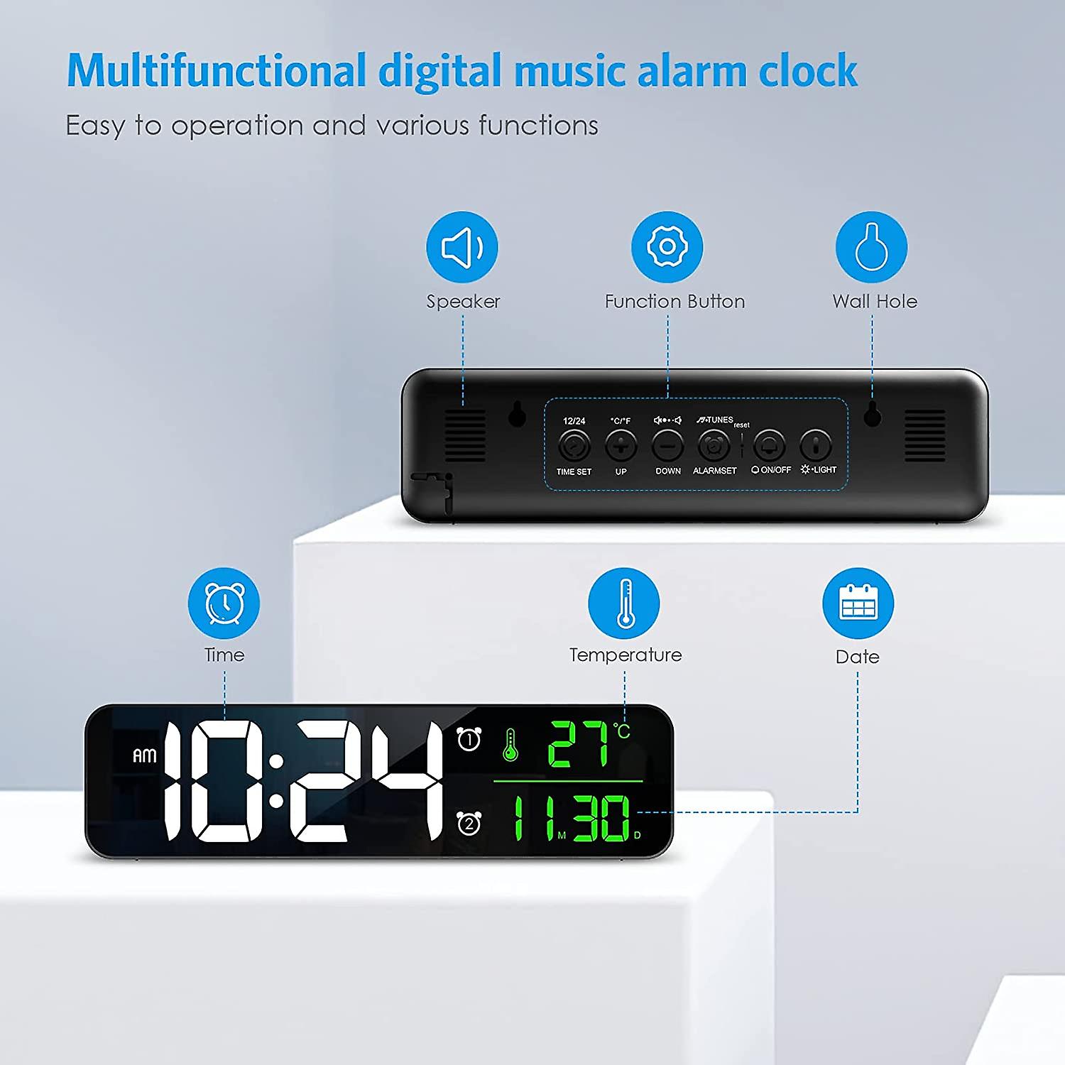 Large Screen Digital Clock, Latest 10.5 Inch Living Room Digital Clock ...