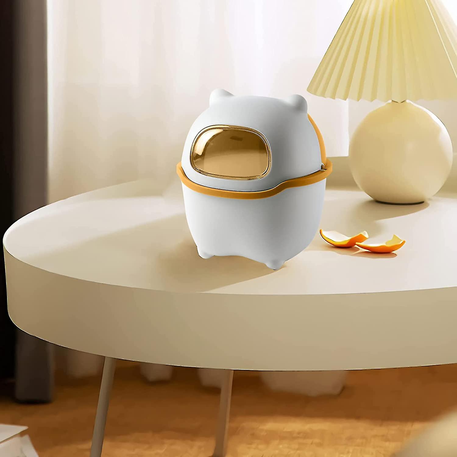 Mini Desktop Trash Can With Lid, Cute Countertop Garbage Bin, Plastic ...