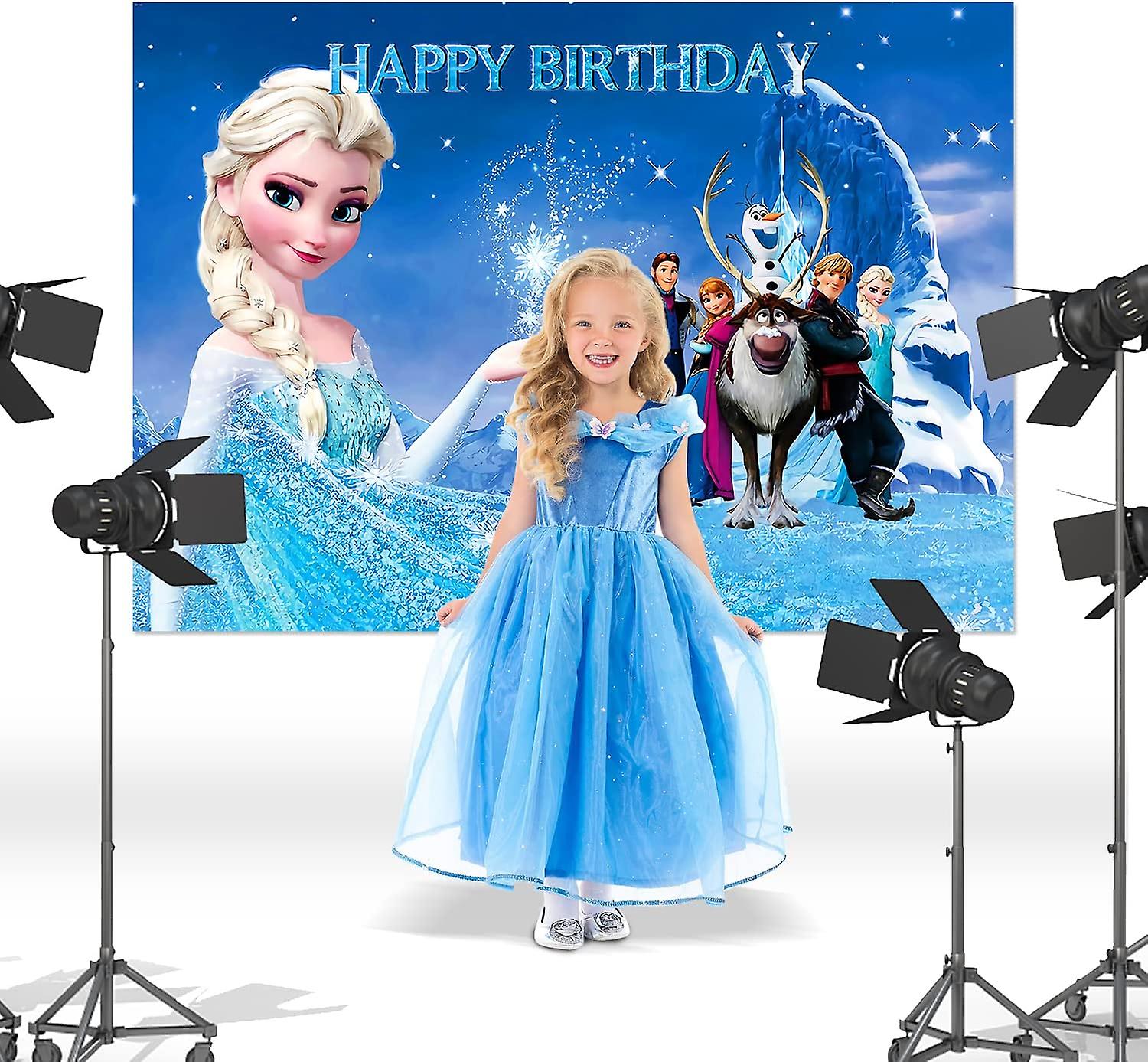 Frozen Birthday Party Backdrop Elsa Princess Banner For Girls Boys ...