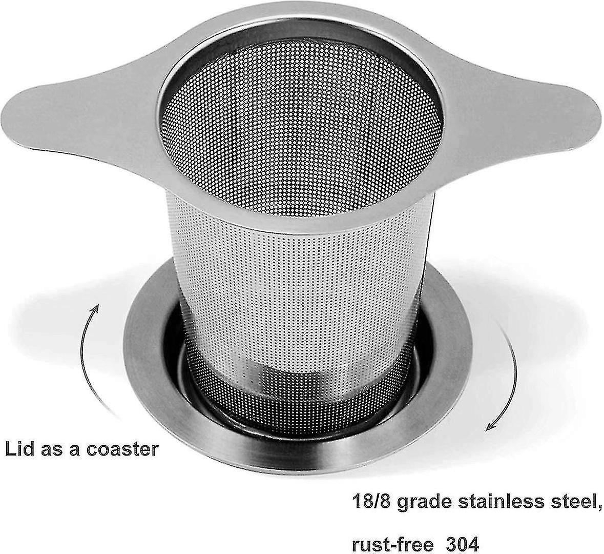 Tea Filter Tea Strainer With 2 Handles And Lid / Drip Tray Made Of 304 ...