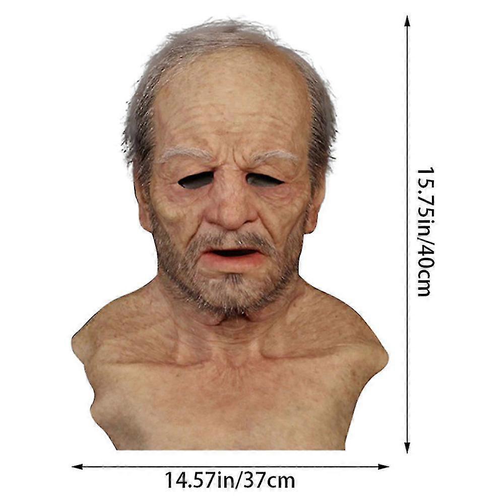 Old Man Mask Halloween Mask Adult Older Man Latex Full Mask Face Cover ...