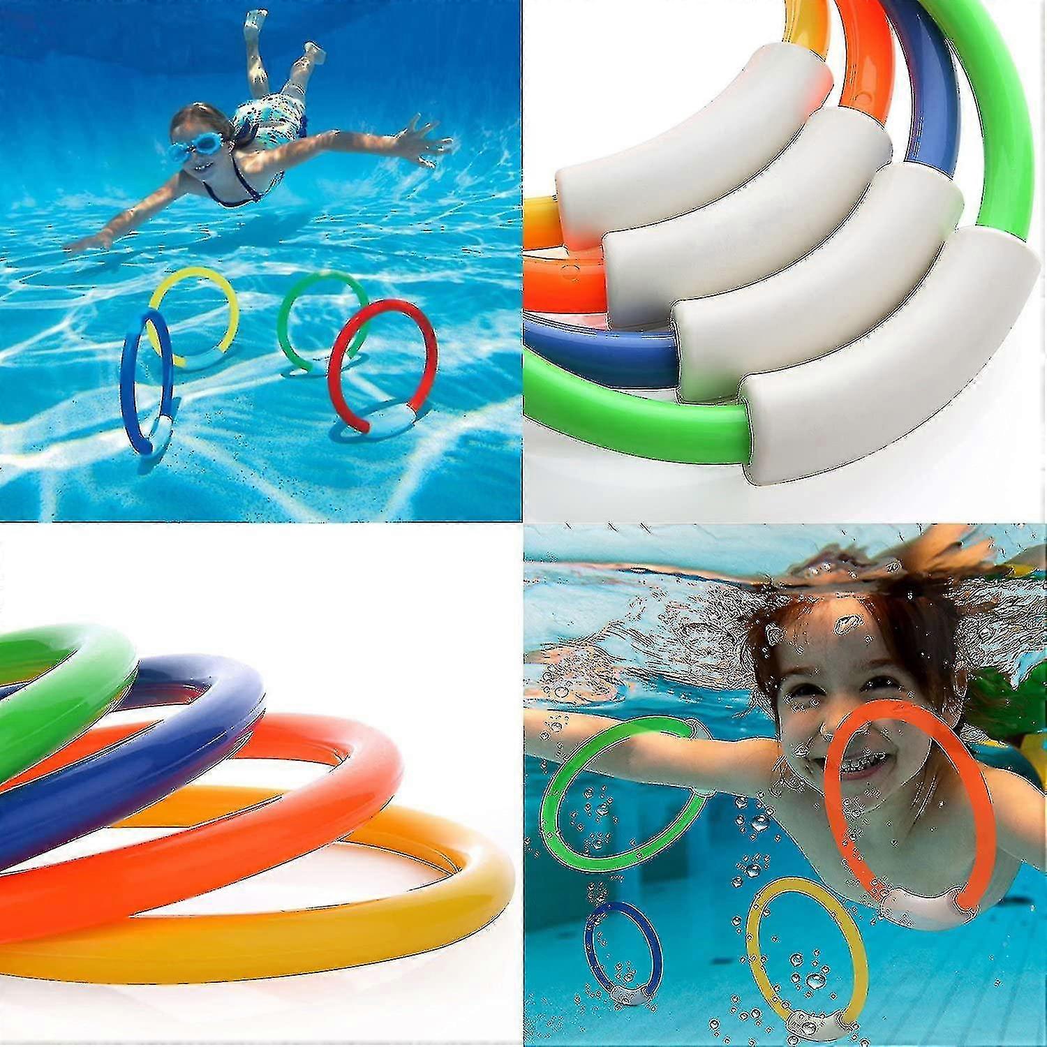 4 Pcs Dive Rings Swimming Pool Toy Rings, Plastic Diving Ring Colorful ...