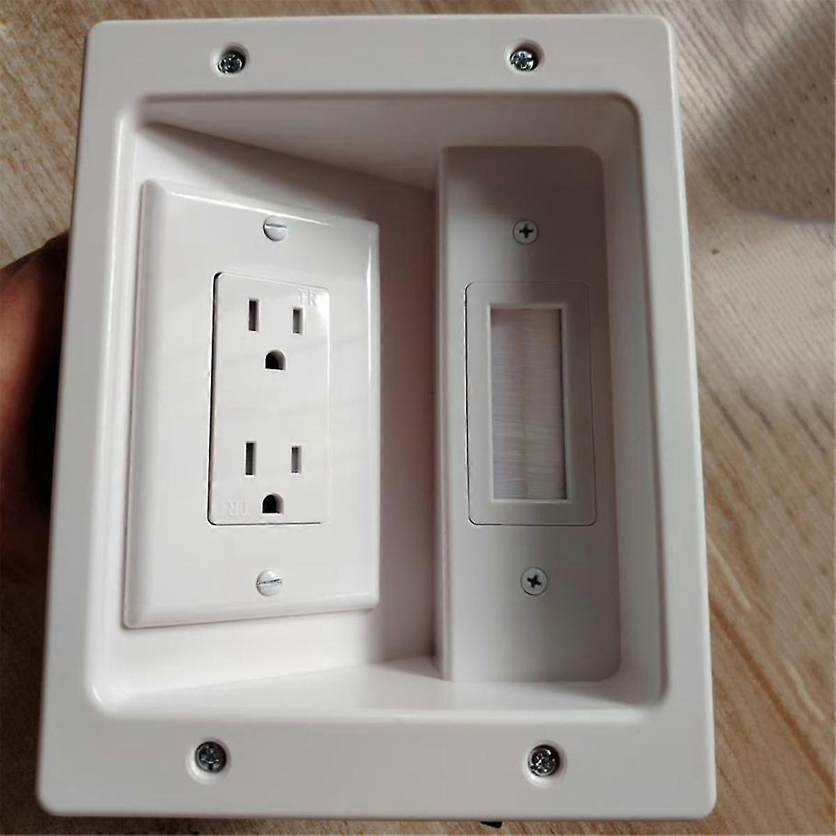 Recessed Outlet Box In Wall Cable Management Kit 15a 125v Hide Tv Power ...