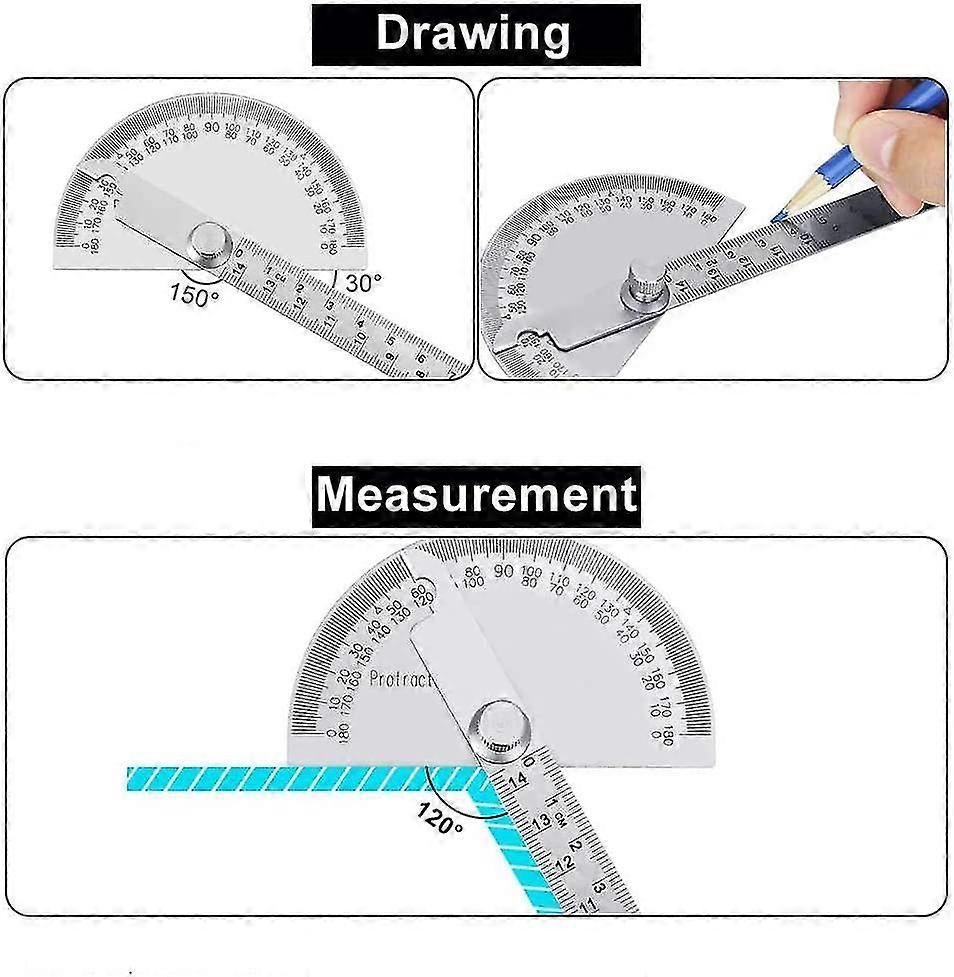 0-180 Degree Round Head Protractor,multifunctional Stainless,round Head ...