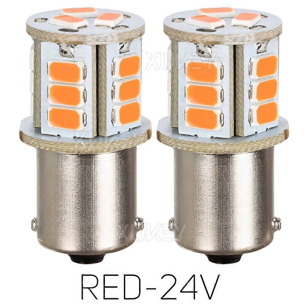 2 x Red /White 24v LED BA15s 246 R10W SMD Number Plate Interior Bulbs ...