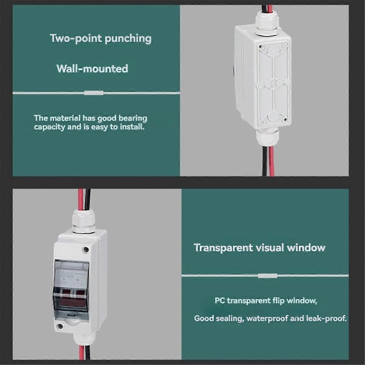 Solar Disconnect Switch Photovoltaic PV Combiner Box 400V DC Circuit Breaker IP65 Waterproof 25A ...