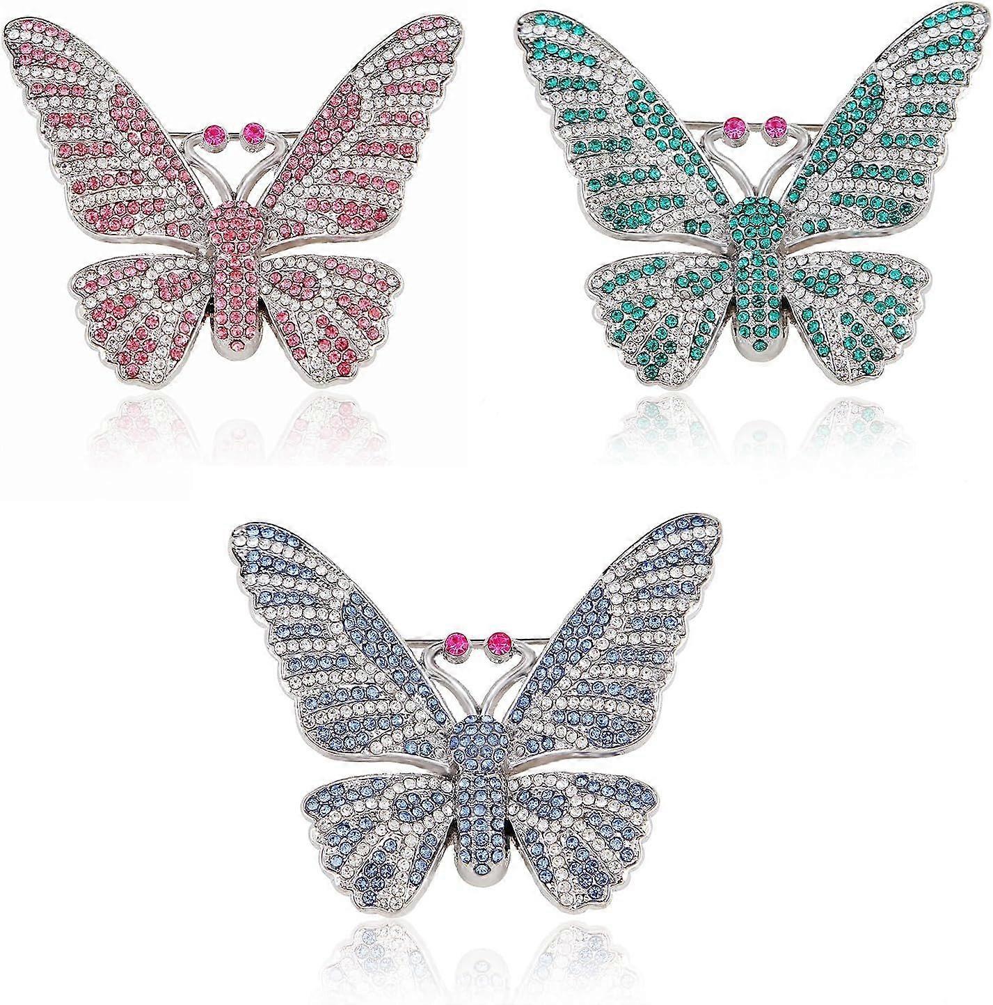 Crystal Rhinestone Butterfly Brooch Pin Blue Color Butterfly Brooches ...
