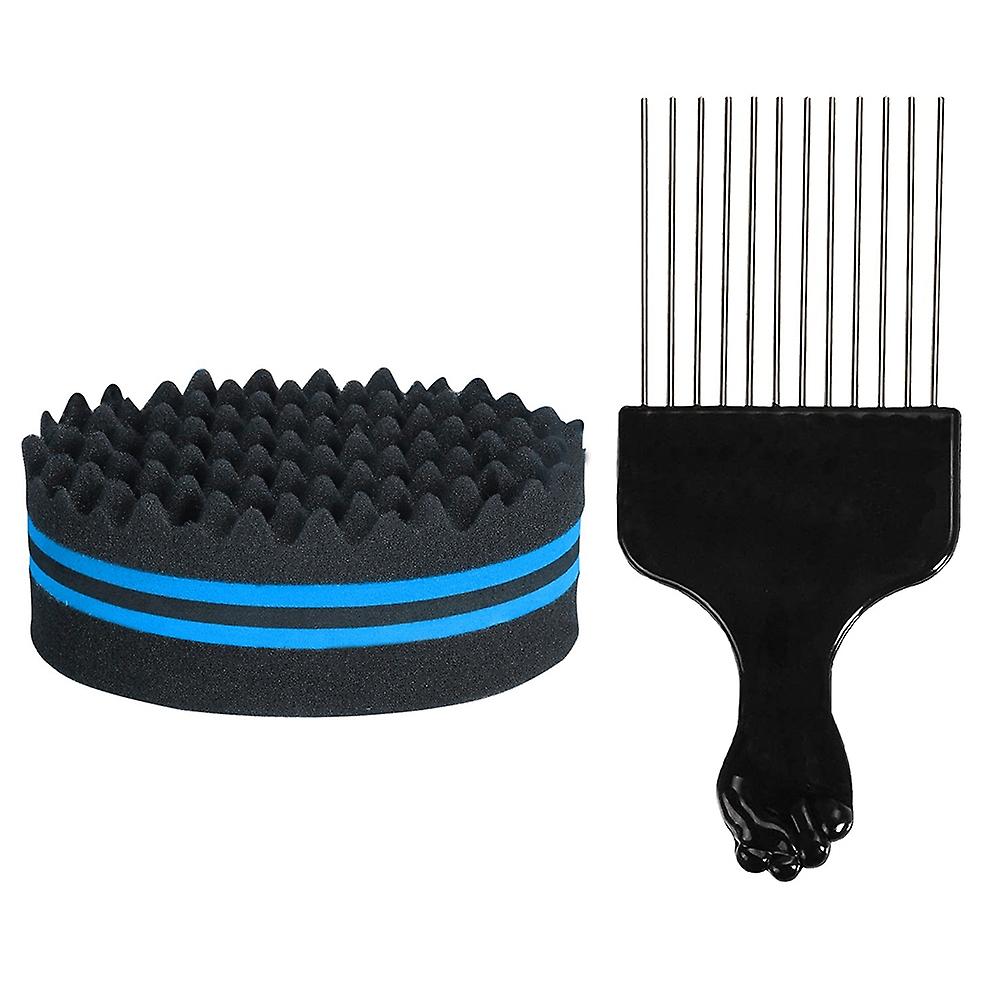 Hair Brush Sponge with Big Holes Metal Hair Pick Comb Double-sided ...