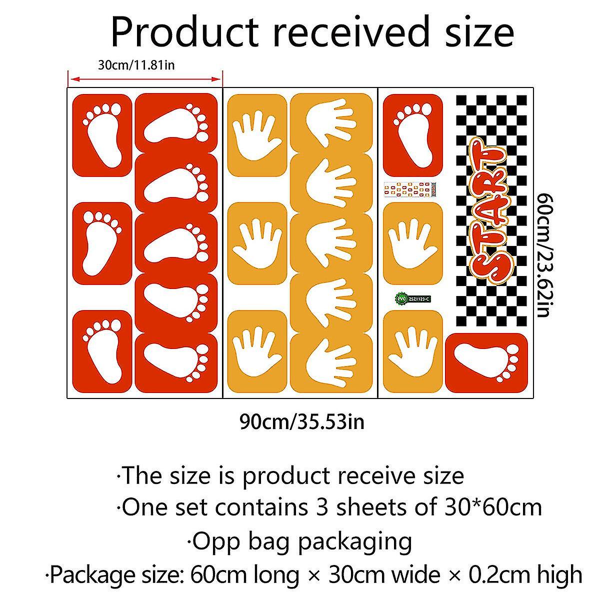 Footprint & Palm Lattice Floor Sticker Wall Decals, Colorful Feet ...