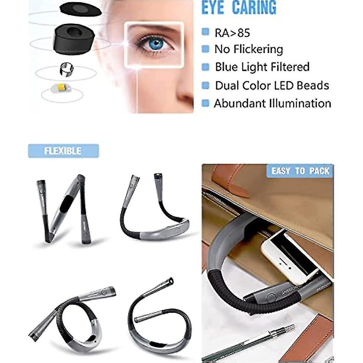 Glocusent Neck Reading Light Book Light For Reading In Bed At Night ...