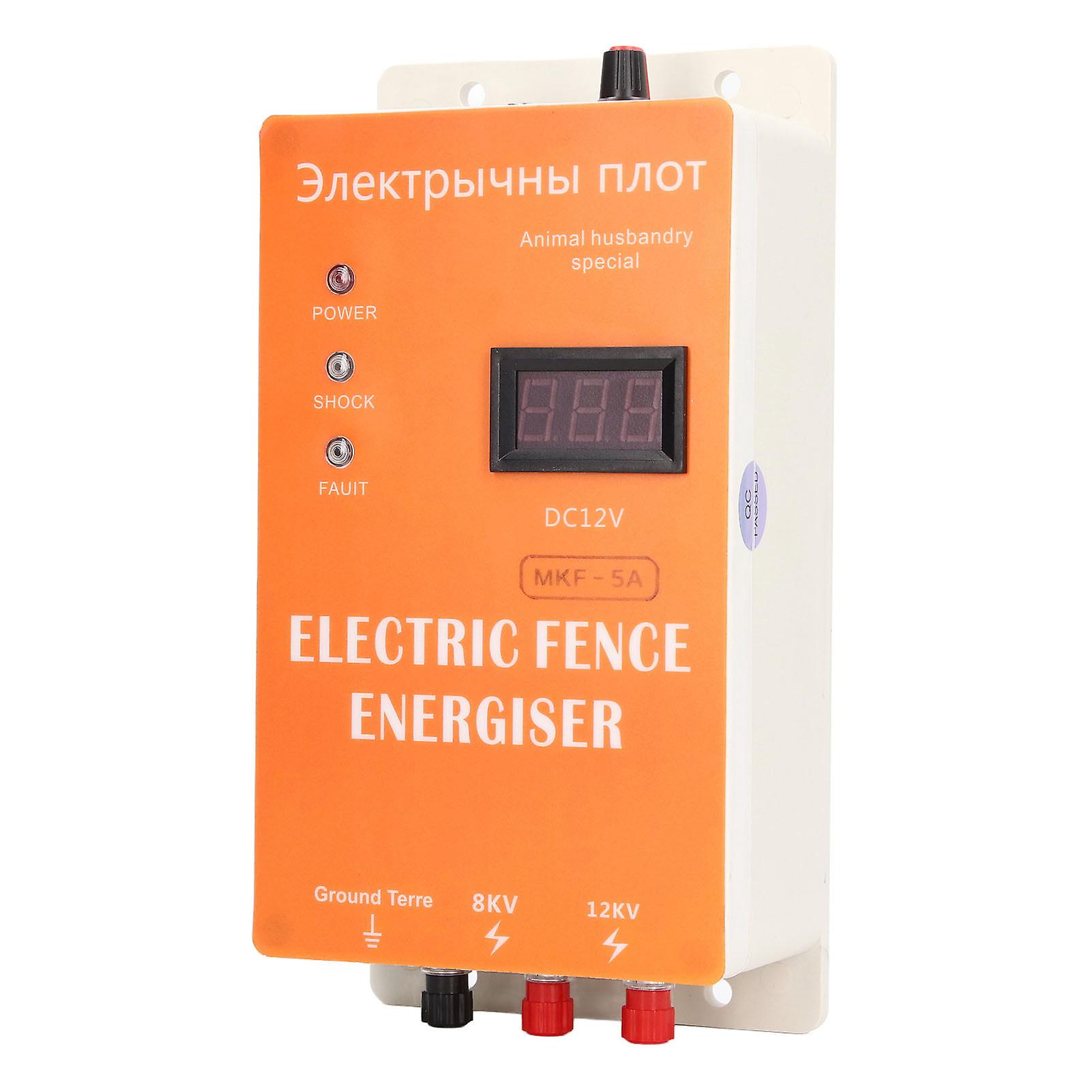 5km Solar-Powered Electric Fence Energiser Animal Control High Voltage ...