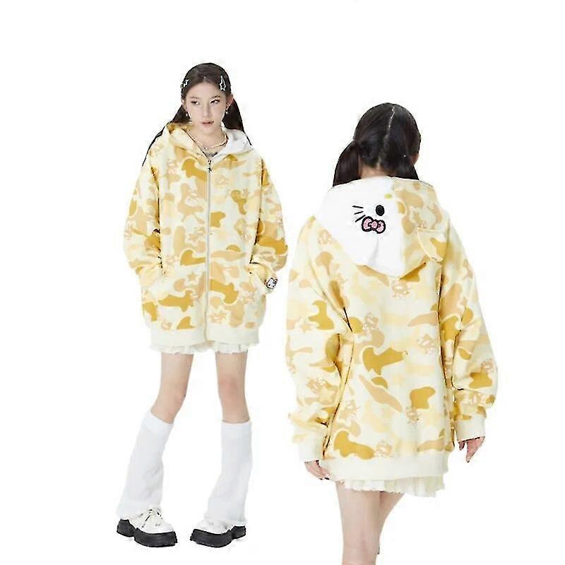 Ny Sanrio Hello Kitty Hoodie Zip Up Cardigan Kawaii Cartoon Cat Y2k Söt ...