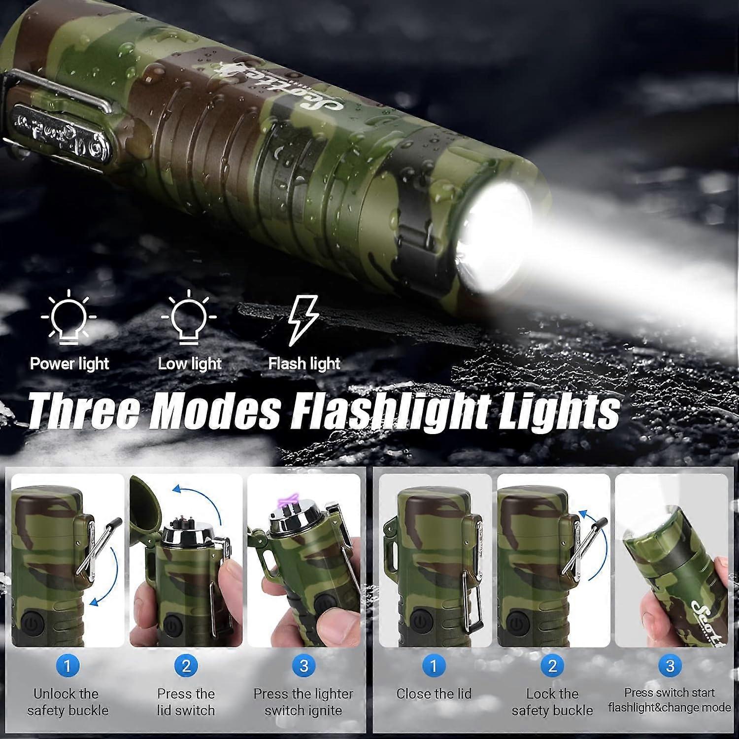 Scotte Plasma Windproof arc Lighter Electric Lighter and LED Flashlight ...