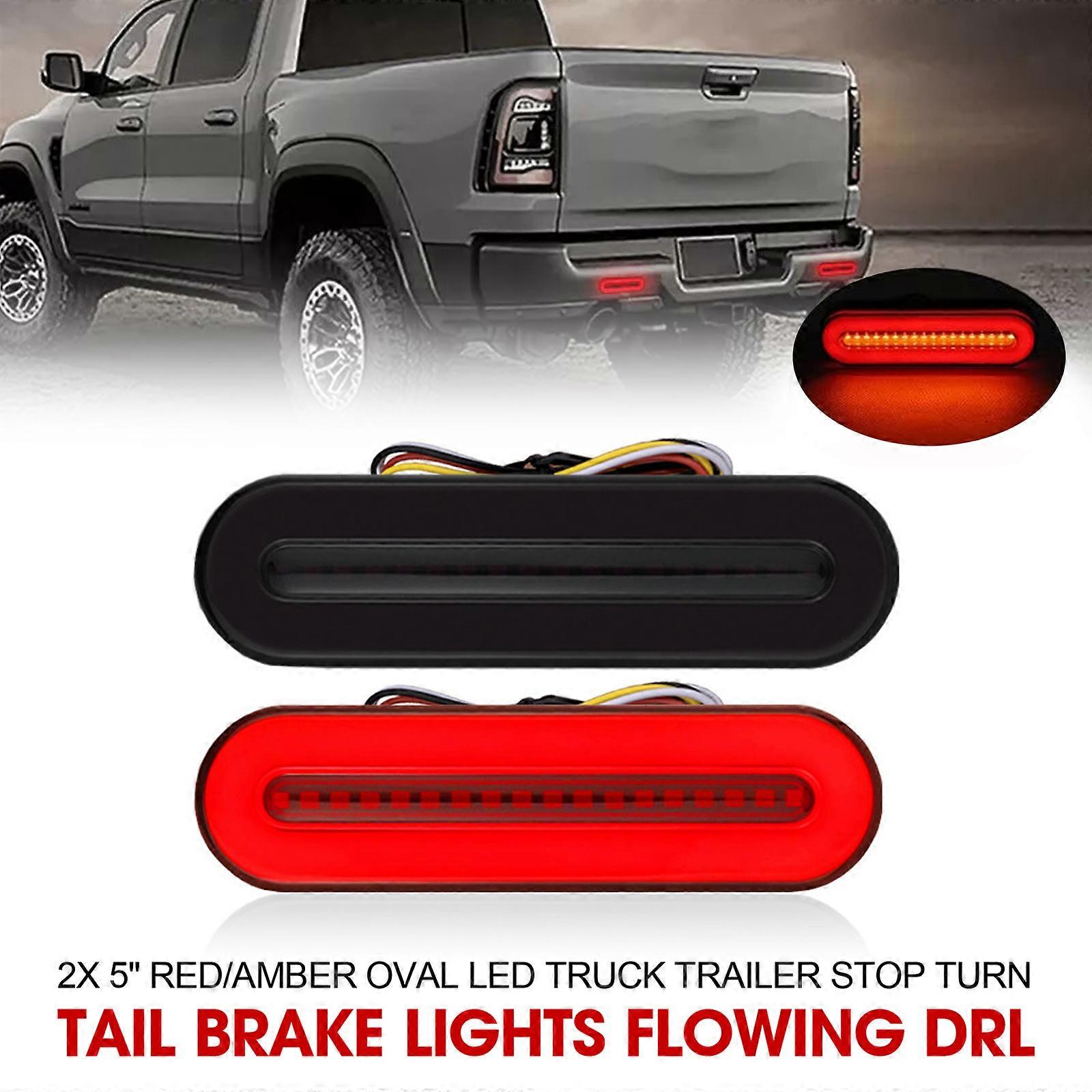 "2x 5" LED RV Truck Trailer Tail Brake Light - Red/Amber, Flowing DRL ...