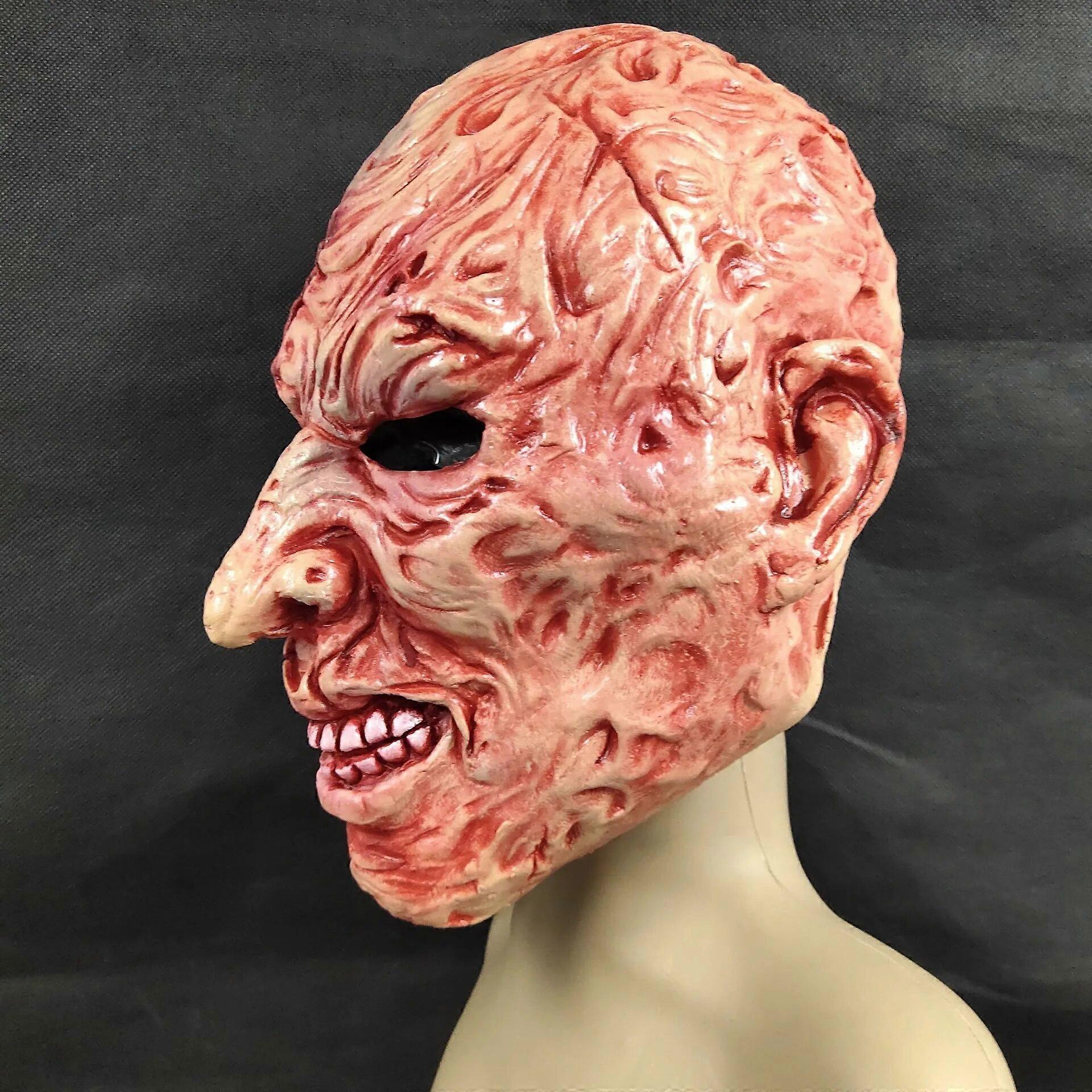 Halloween Freddy Krueger Horror Mask Realistic Adult Party Costume ...