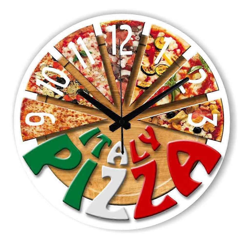 Pizza Wall Clock Pizza Pattern Clock Bedroom Wall Clock Wooden Wall ...