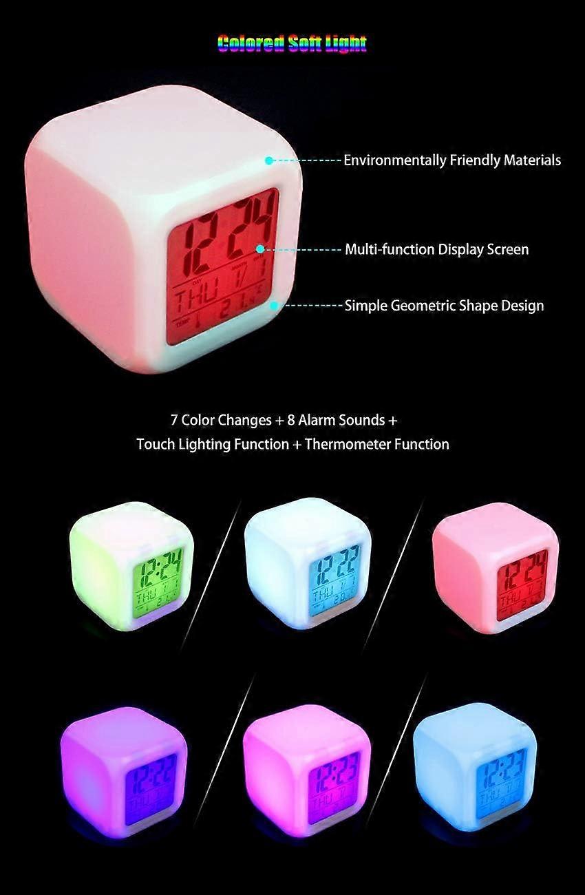 Sports Club Football LED Alarm Clock Luminous Digital Clock 7 Colors ...