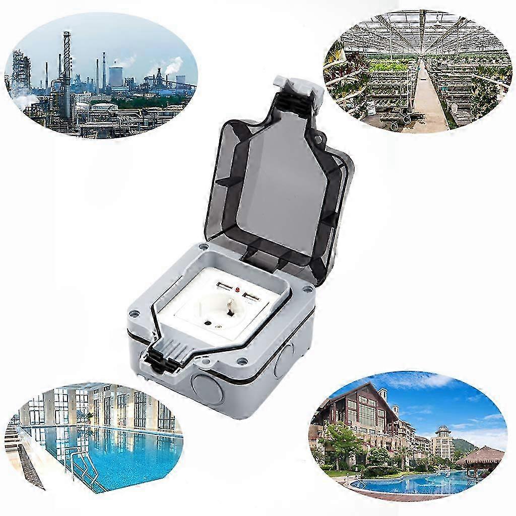 Outdoor wall socket with USB socket for outdoor use, IP66 waterproof ...