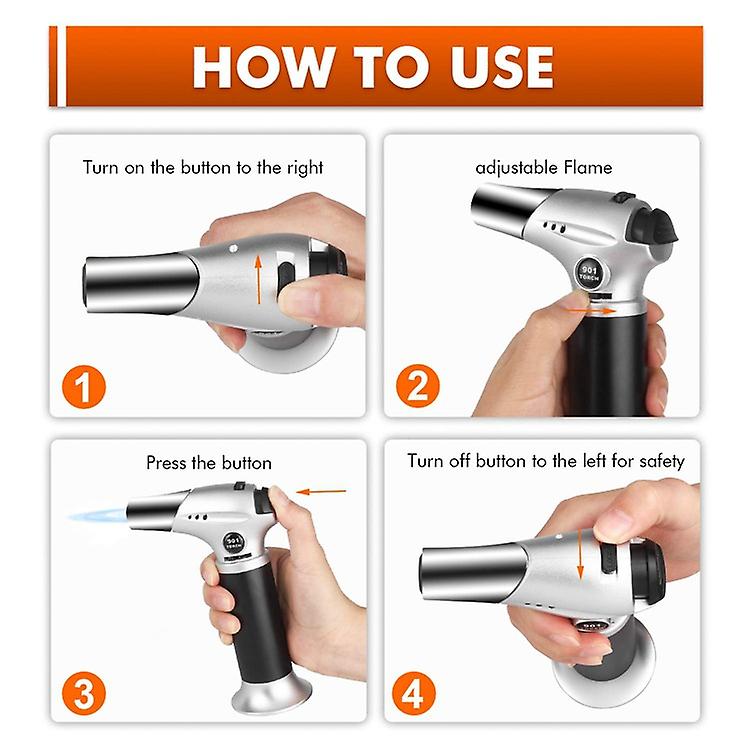 Kitchen Blowtorch Refillable Lighter Adjustable Blowtorch Flame Butane Gas Torch With Safety ...