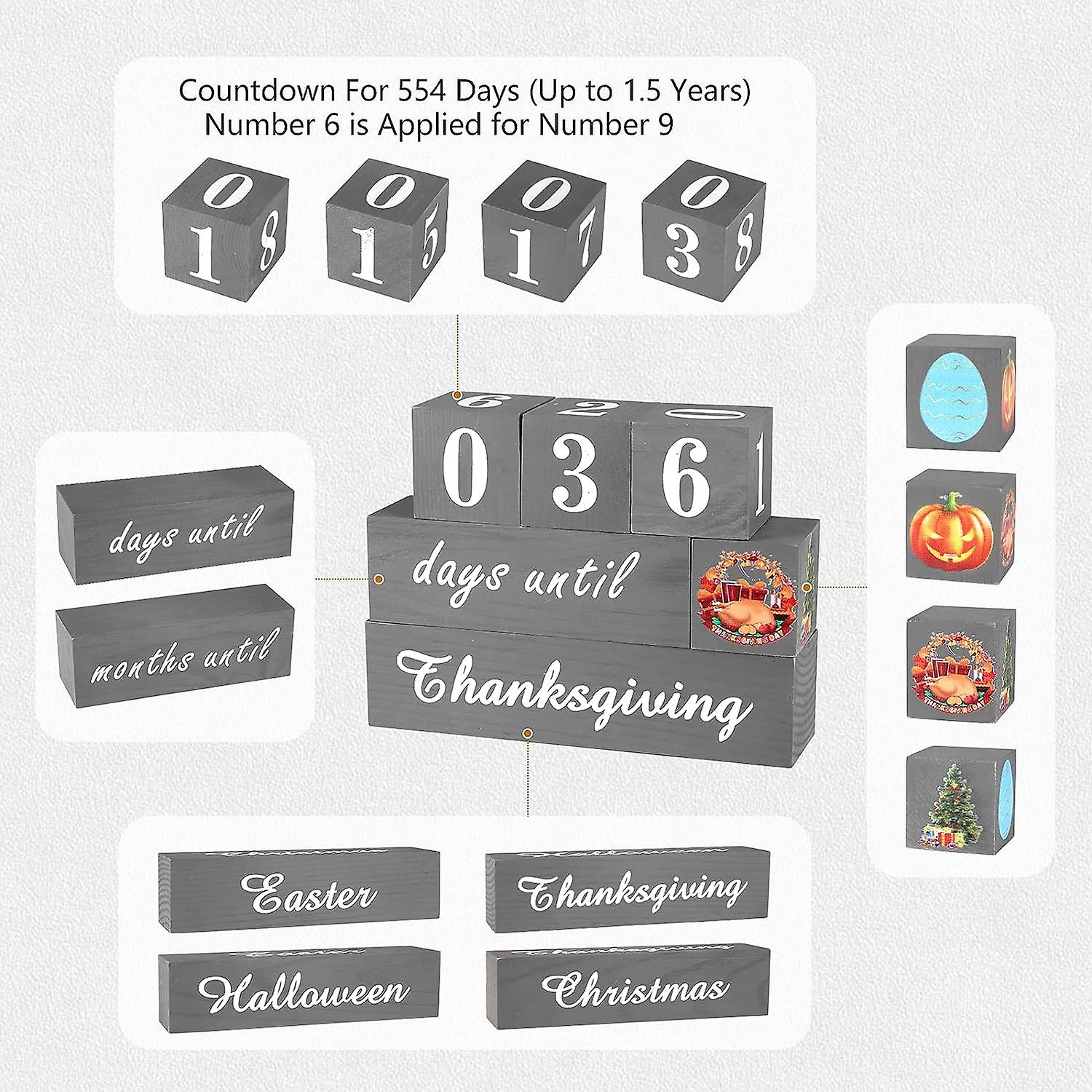 Christmas Countdown Blocks, Wooden Christmas Countdown Calendar, Halloween Countdown Calendar ...