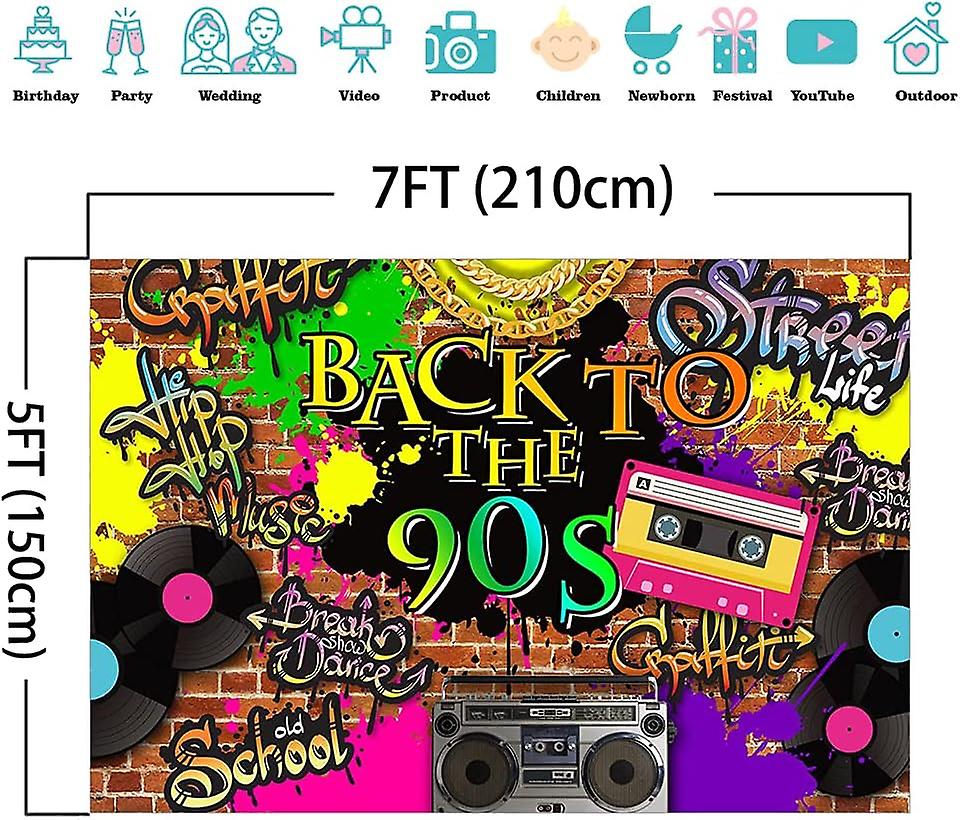 90s Backdrop Hip Hop Graffiti Brick Wall Retro Radio Fashion ...