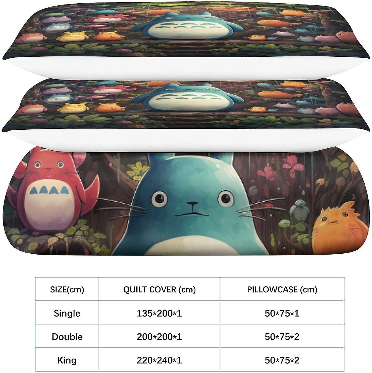 Totoro Captivating 3D Print Duvet Cover Set with Hidden Zipper Closure ...