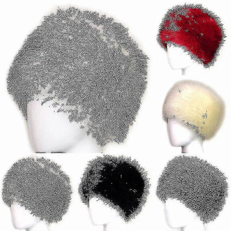 Women Fluffy Faux Fur Russian Hat Lady Thick Fluffy Ski Caps Winter ...