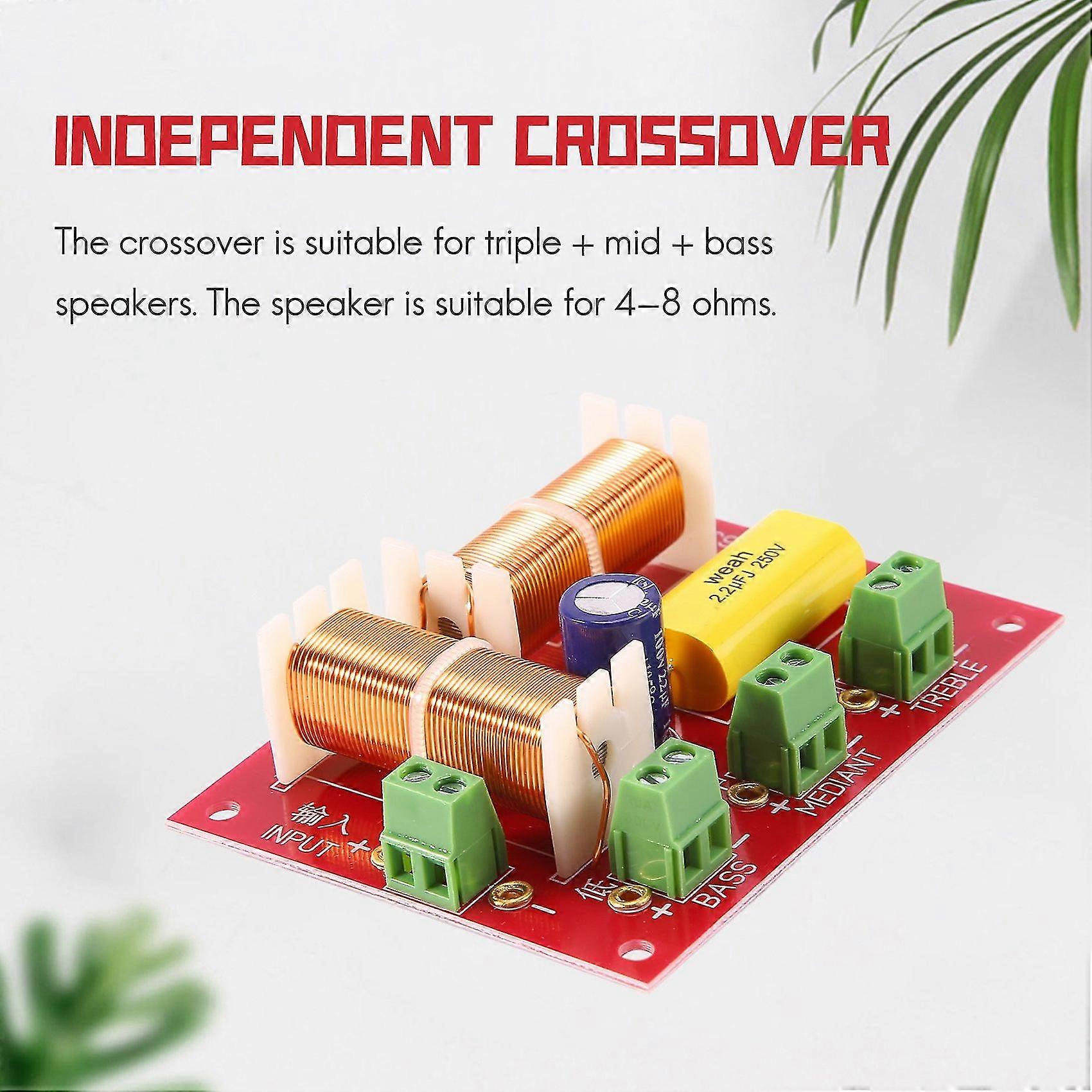 2Pcs 200W 3 Way Audio Speaker Crossover Treble + Midrange + Crossover Speakers Filter Frequency ...