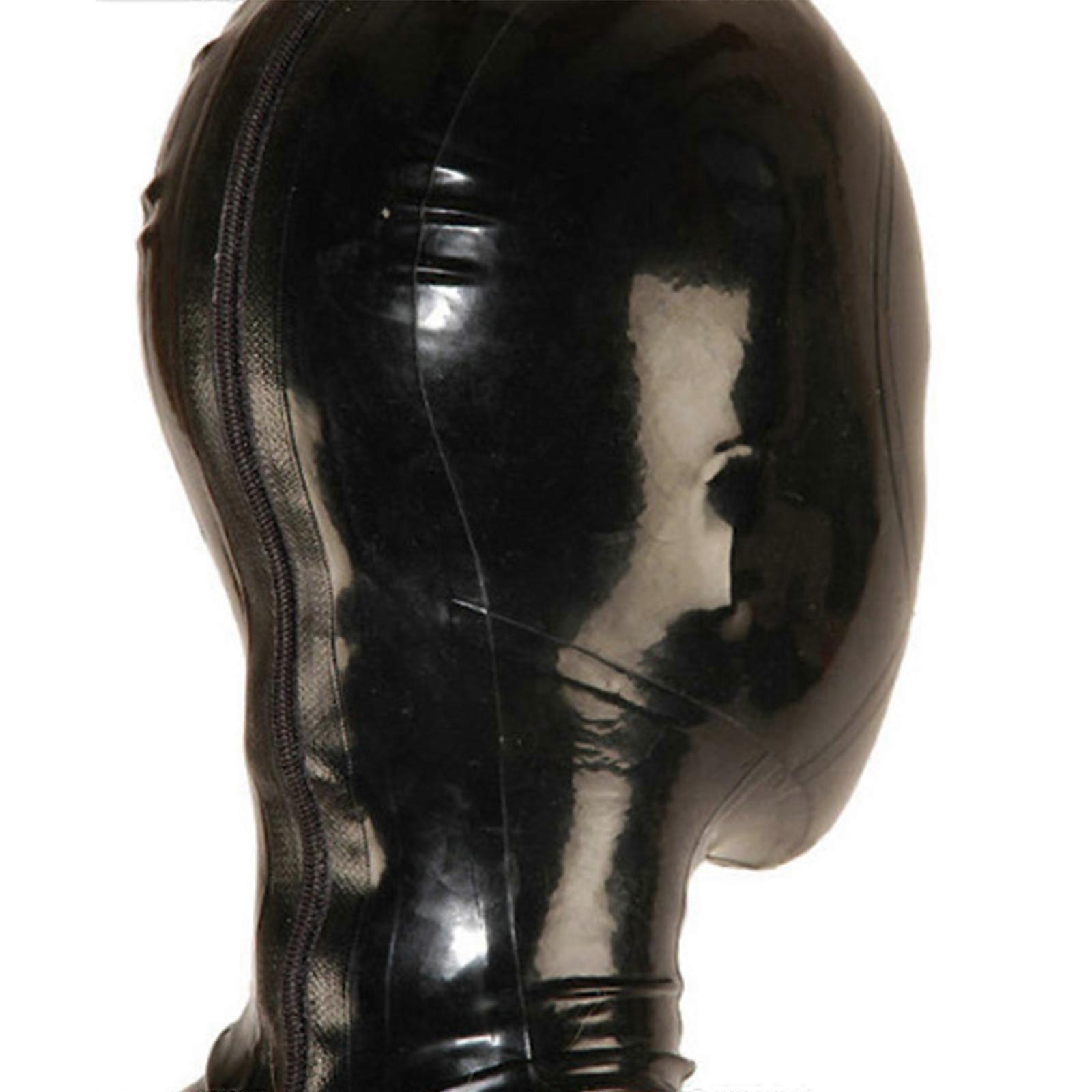 Unisex Latex Hood Mask Open Mouth Hole Headgear Headpiece Womenmen Full ...
