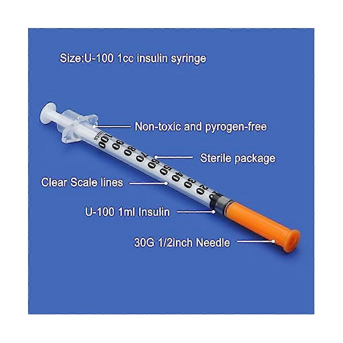 Disposable Sterile Syringe 1Cc 30Ga 1/2 Inch Needle,Individual Package ...