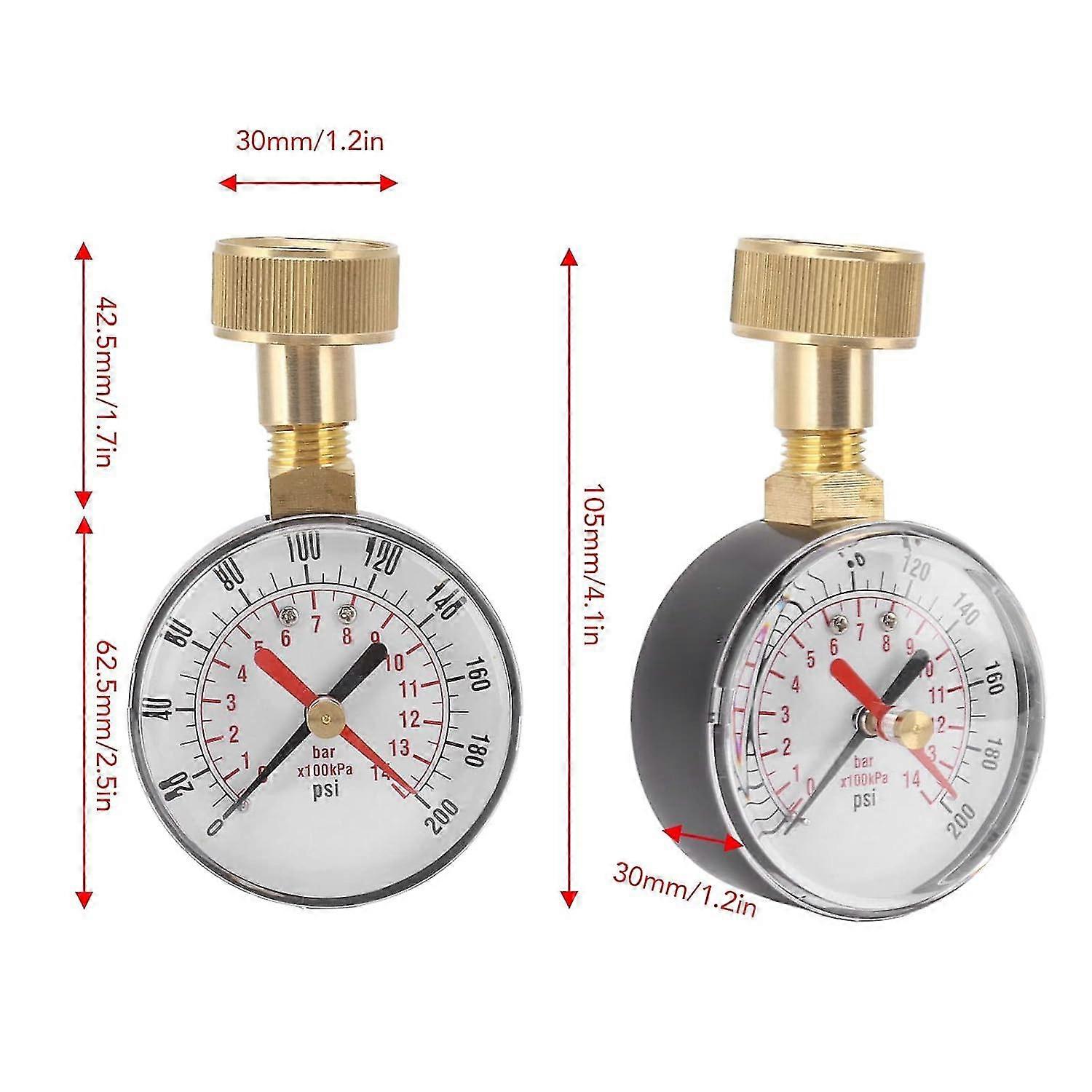 Manometer mit doppelter Skala, (0-200 psi / 0-14 bar) Universal ...