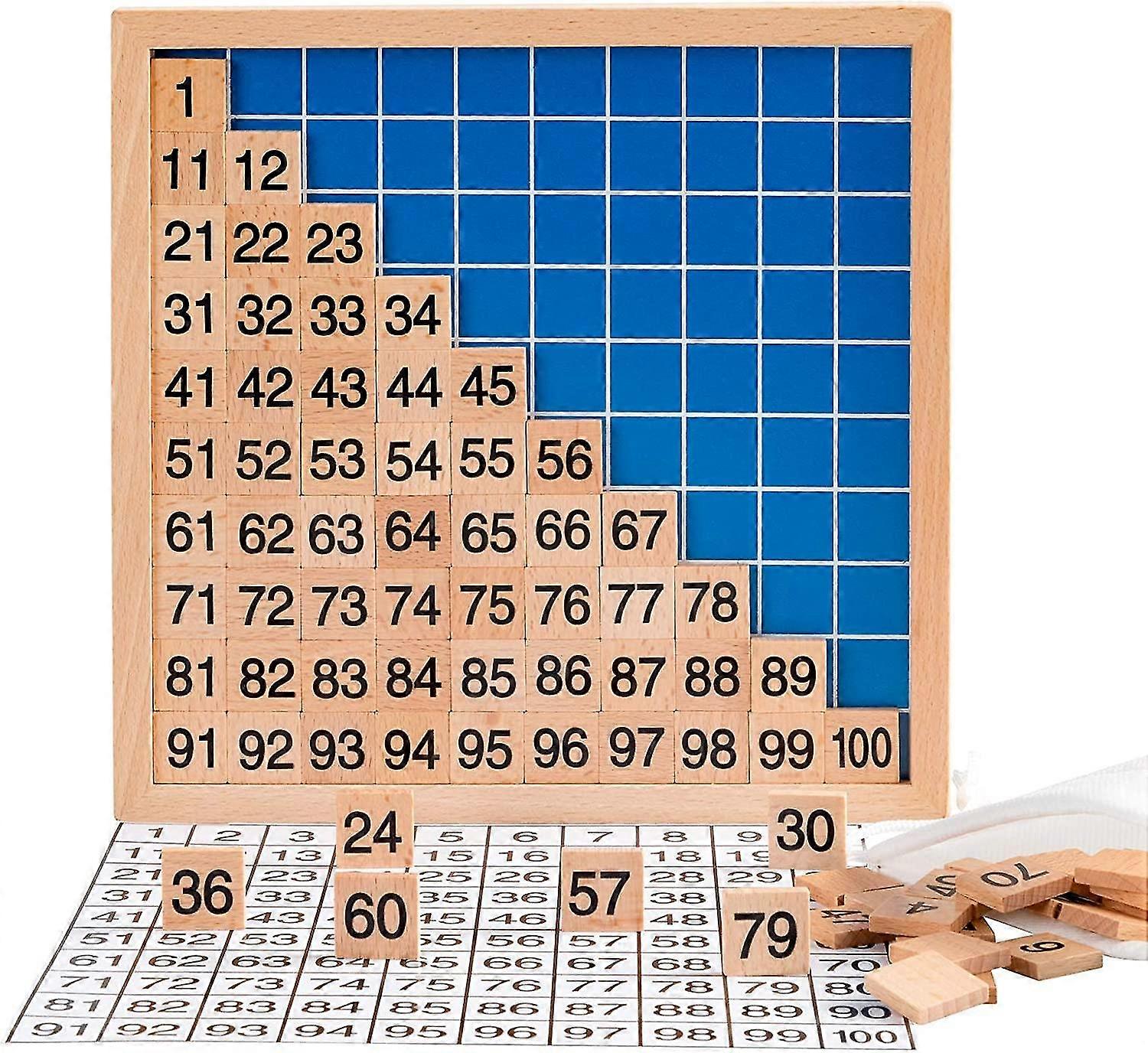 Wooden Math Hundred Board, Counting To 100 For Kindergarten, 1-100 ...
