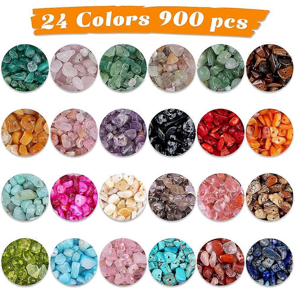 Jewellery Making Set, 24 Colours Natural Gemstone Beads, 5-7 mm Stone ...