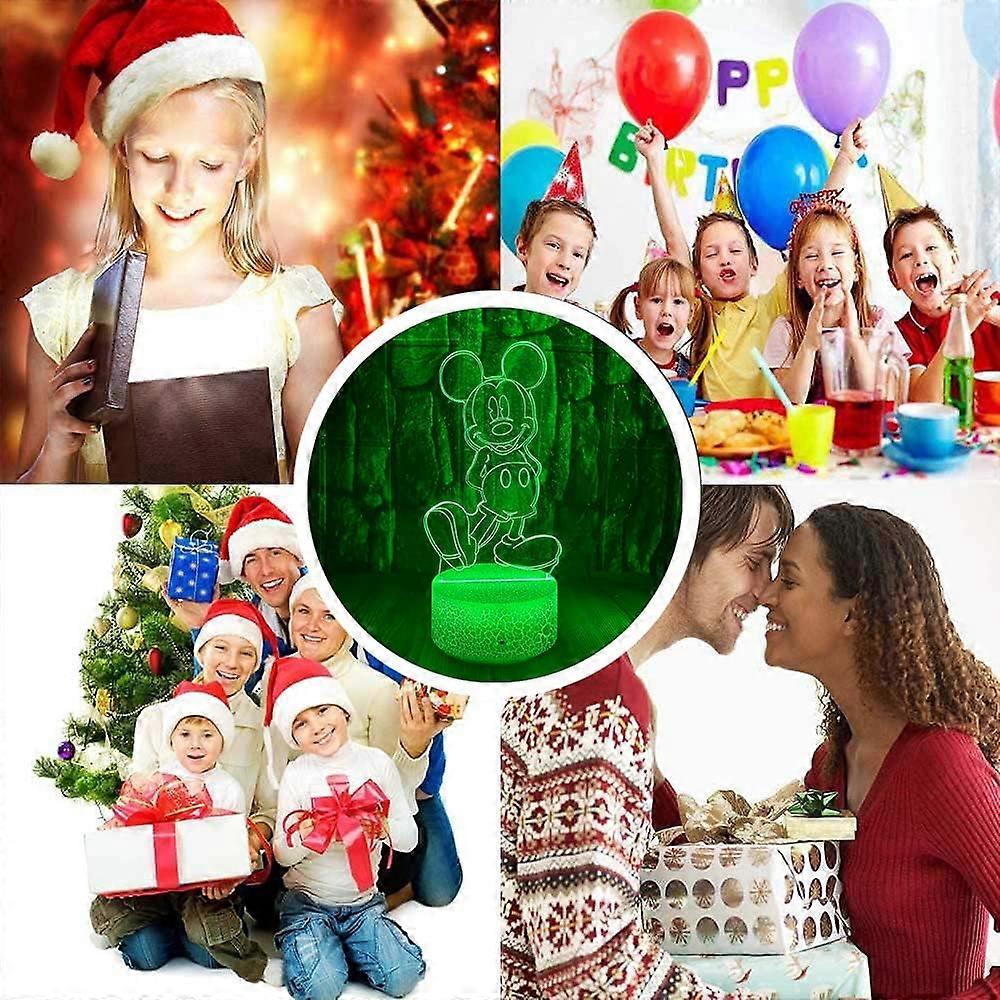 Cute Mickey Mouse Anime Character Toys 3D LED Optical Illusion Bedroom ...