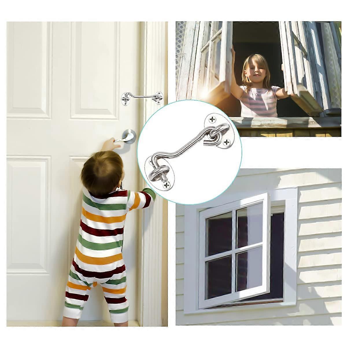 2 Pcs Stainless Steel Hook and Eye Latch,Gate Hook Lock,Barn Door ...