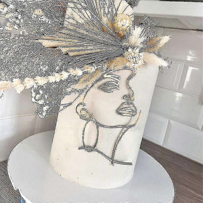 Acrylic Minimalist Art Lady Face Cake Topper Wedding Sexy Woman Girl ...
