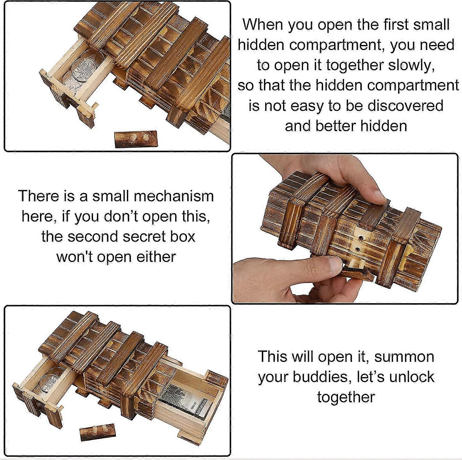 Magic Puzzle Box Wooden Secret Puzzle Box, Brain Teasers Box Mystery Gift Box With 2 Large ...