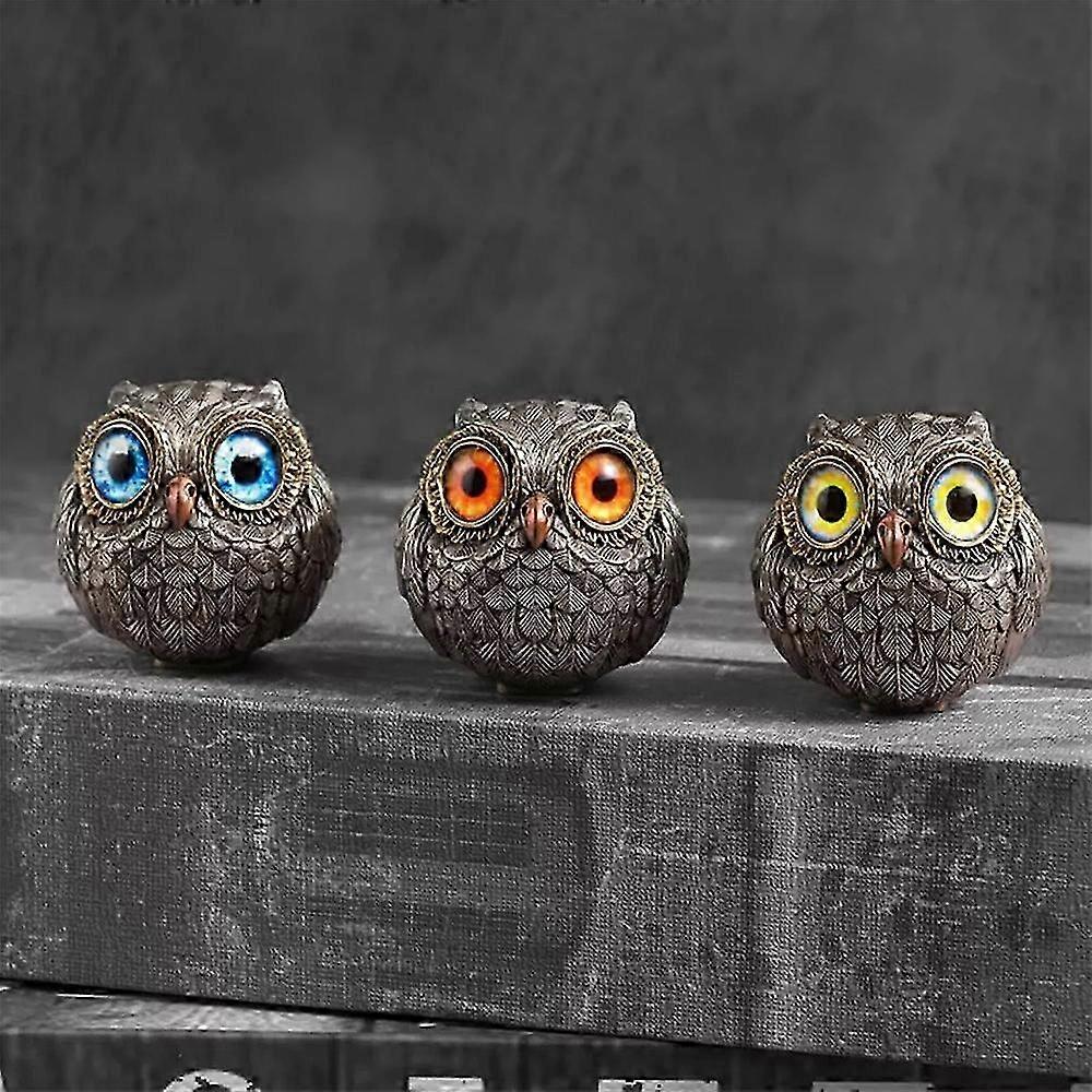 Decor，Lucky Owl Guardian-The Wise Watcher,Retro Owl Decor Figurines ...