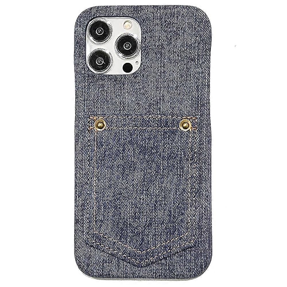 For iPhone 16 Pro Max Case Card Holder Jeans Cloth Texture PU Leather ...