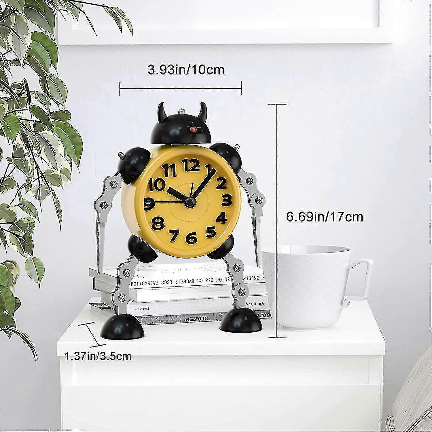 Robot Alarm Clock,ultra-quiet Non Ticking Analog Alarm Clock With Eye ...