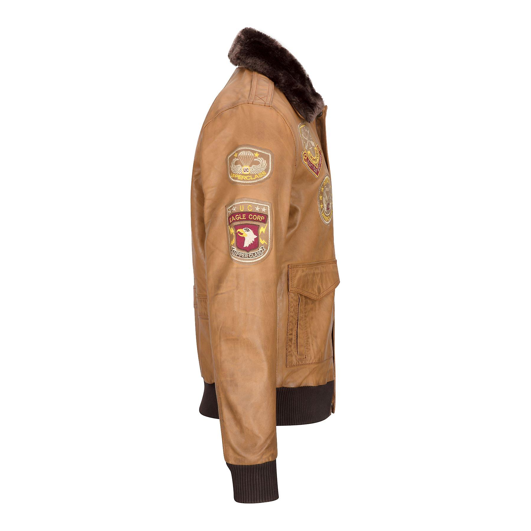 Men's Real Leather Bomber Jacket Aviator Flying Air Force Antique ...