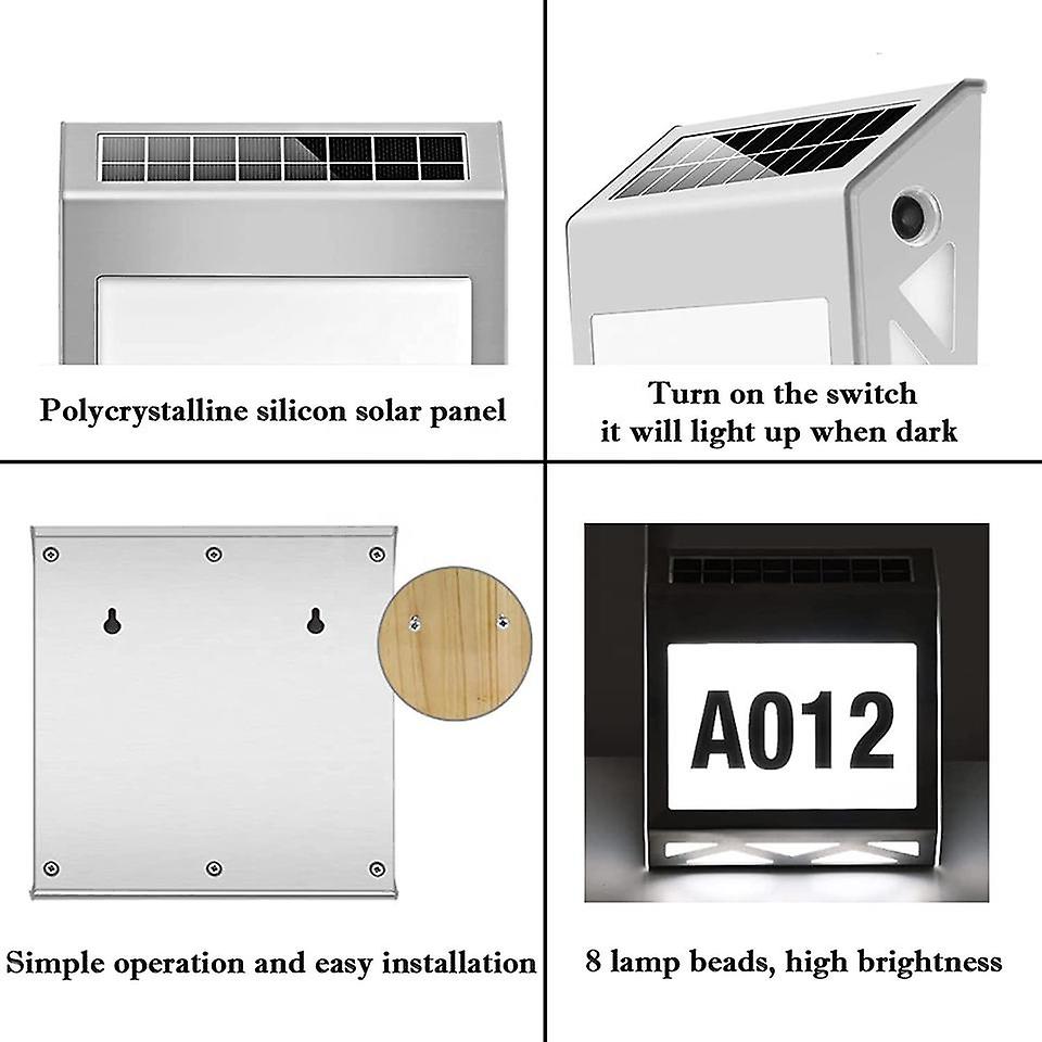 Solar Address Sign, Solar Lighted House Numbers Outdoor LED Lighted ...